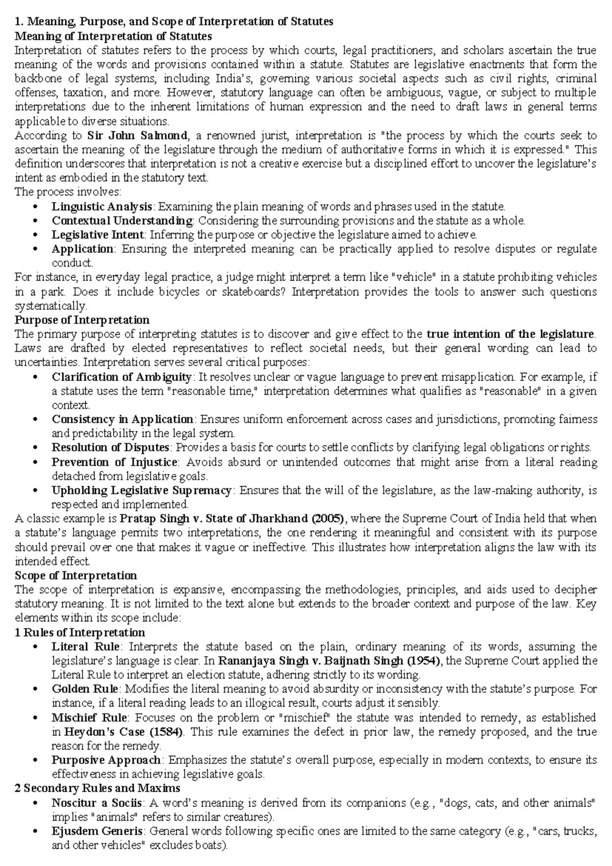 Interpretation of Statutes: Meaning, Purpose, and Scope - IOS Notes ...