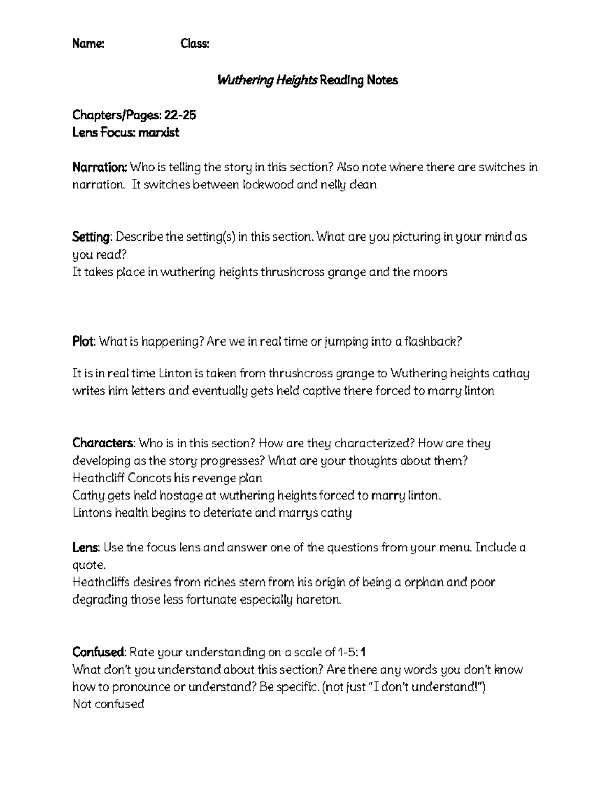 Wuthering Heights Reading Notes: Chapters 22-25 Analysis (Marxist Lens ...
