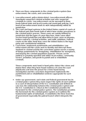 [Solved] criminal justice examples of the six major components of a ...