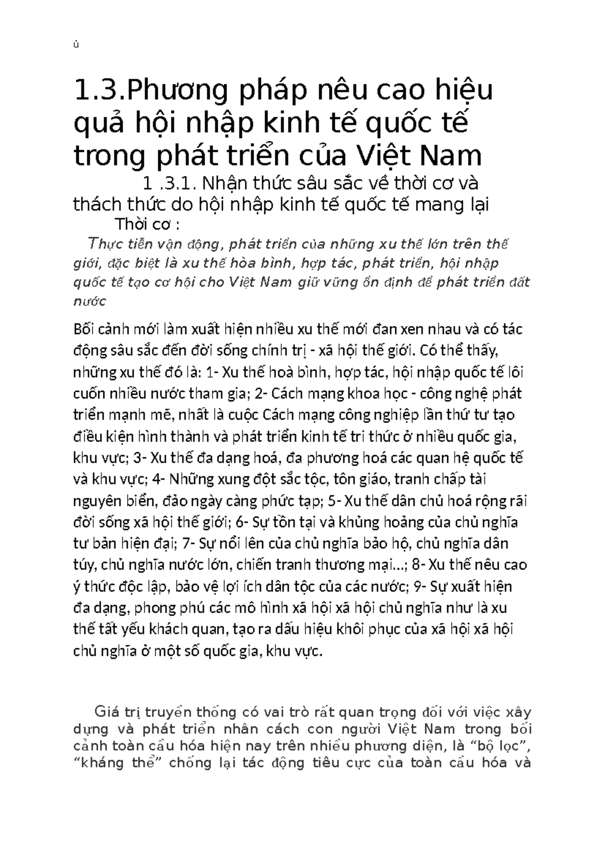 Bài tập môn ktct4 - ádcfs - 1.3ương pháp nêu cao hiệu quả hội nhập kinh ...
