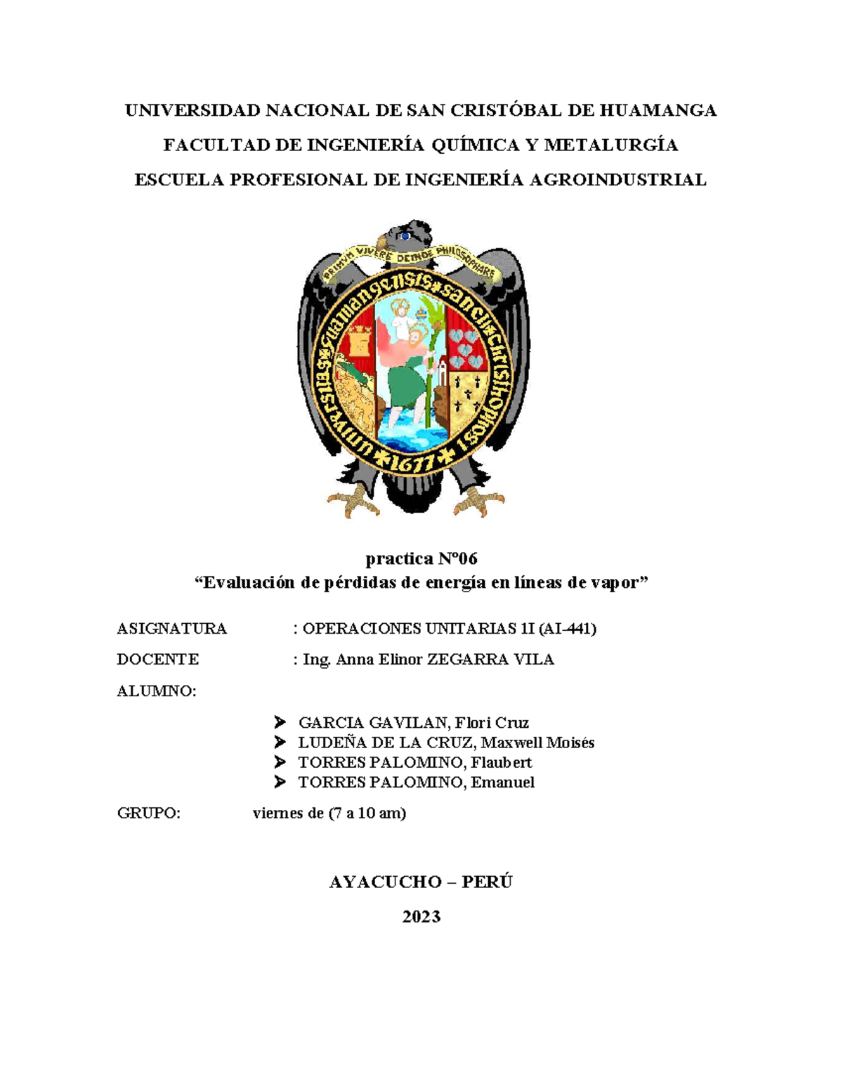 Informe N° 06: Pérdidas de Energía en Líneas de Vapor - Operaciones ...