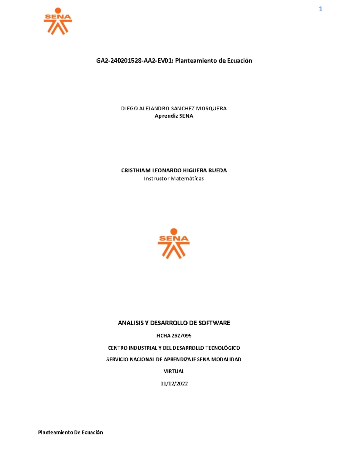 GA2-2402015 28-AA2-EV01 planteamiento de ecuación - GA2-240201528-AA2-EV01: Planteamiento de ...