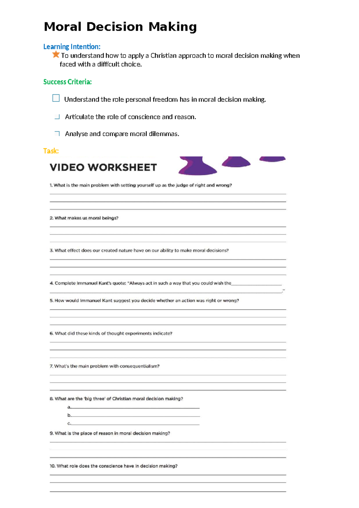 5. Moral Decision Making Tasks - B123 - Moral Decision Making Learning ...