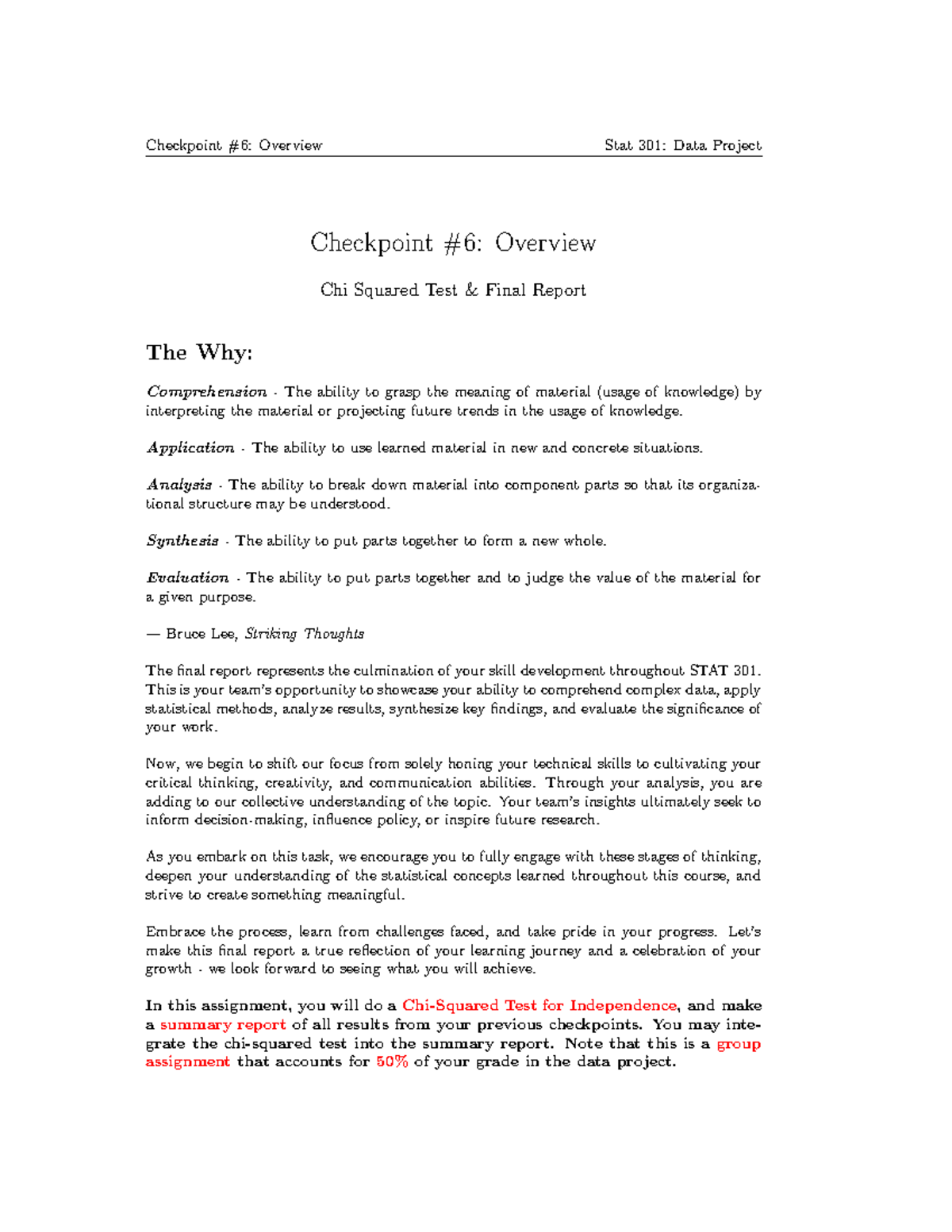 Stat 301: Data Project Final Report on Chi-Squared Test Insights - Studocu