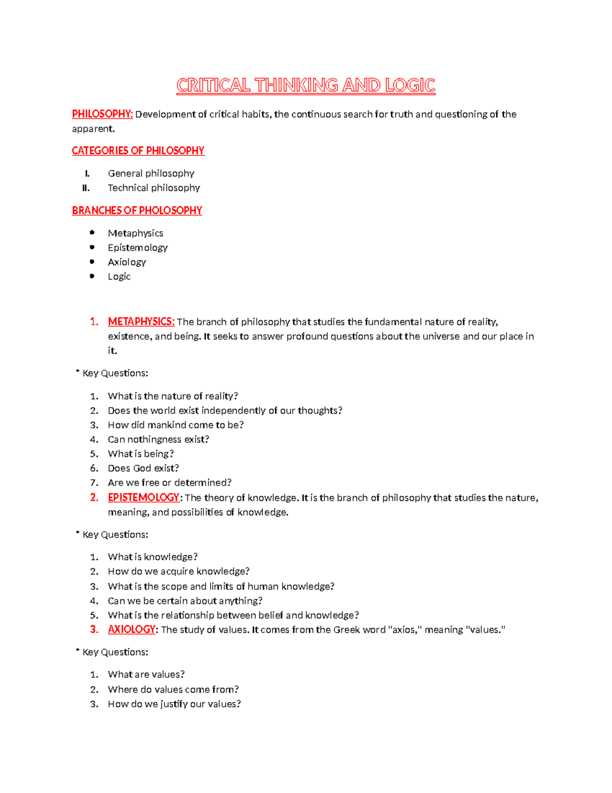 Critical Thinking and Logic PHIL 101: Exploring Philosophy's Core ...