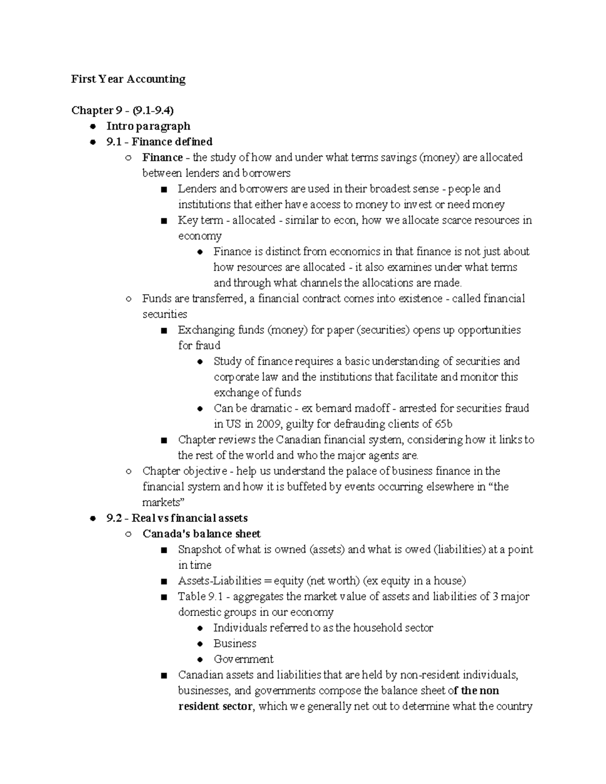 First Year Accounting - Chapter 9: Introduction to Finance Concepts ...