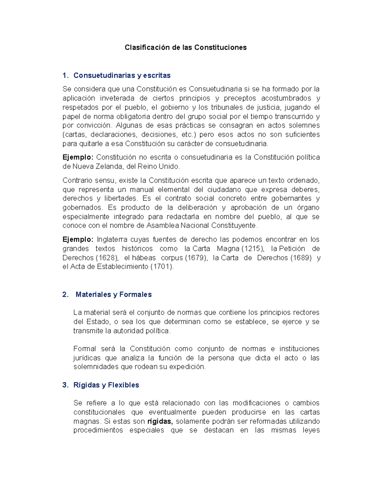 Clasificación de las Constituciones - Clasificación de las Constituciones Consuetudinarias y ...