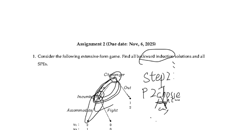 Game Theory Assignment 2: Backward Induction & SPE Analysis - Studocu