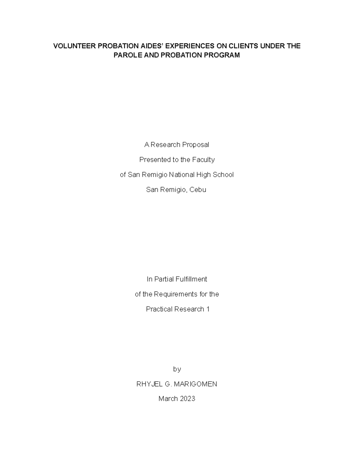 Qualitative Template - To do my project properly. - VOLUNTEER PROBATION ...