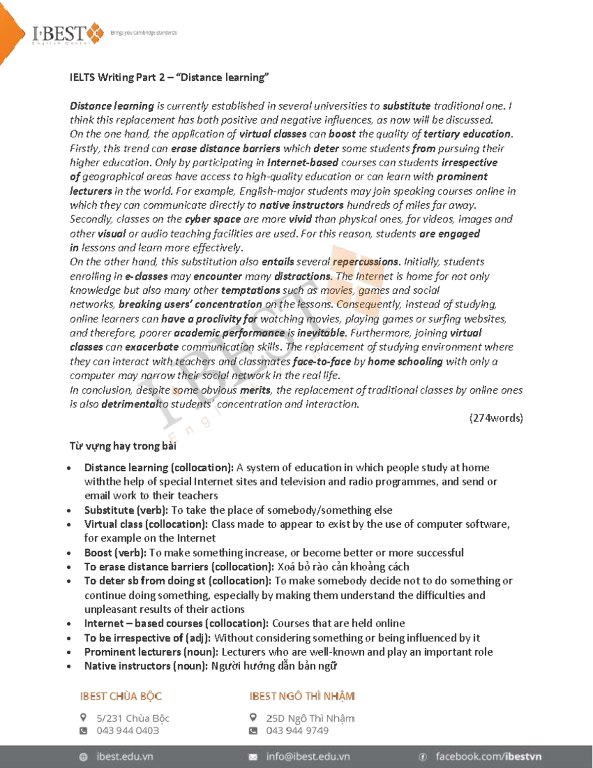 Ielts Writing Part 2 - distant learnimg process - IELTS Writing Part 2 ...