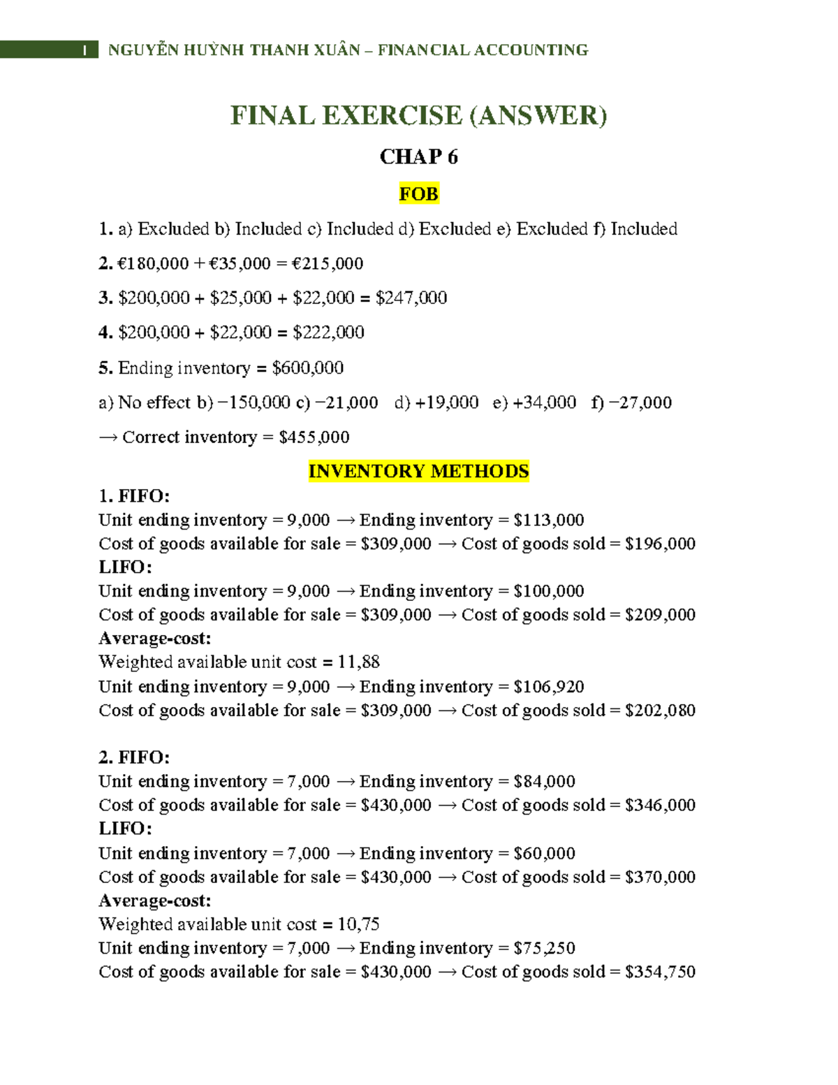Financial Accounting (FA) Final Exercise Answers - Nguyễn Huỳnh Thanh ...