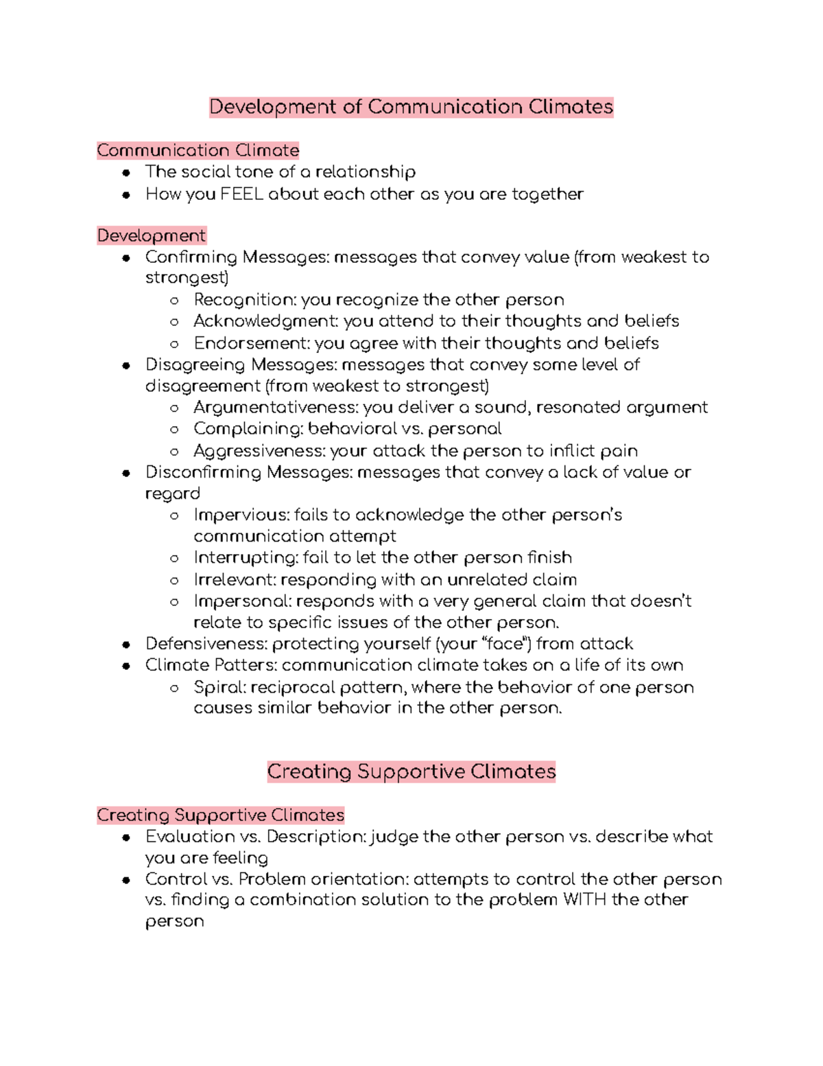 Communication Climate - Development of Communication Climates ...