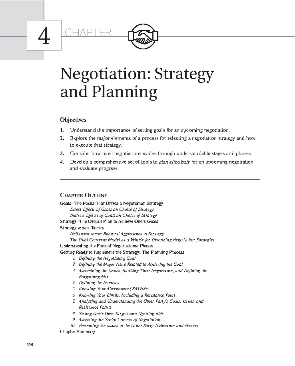 Chapter 4. Negotiation - Strategy and Planning - 110 Negotiation ...