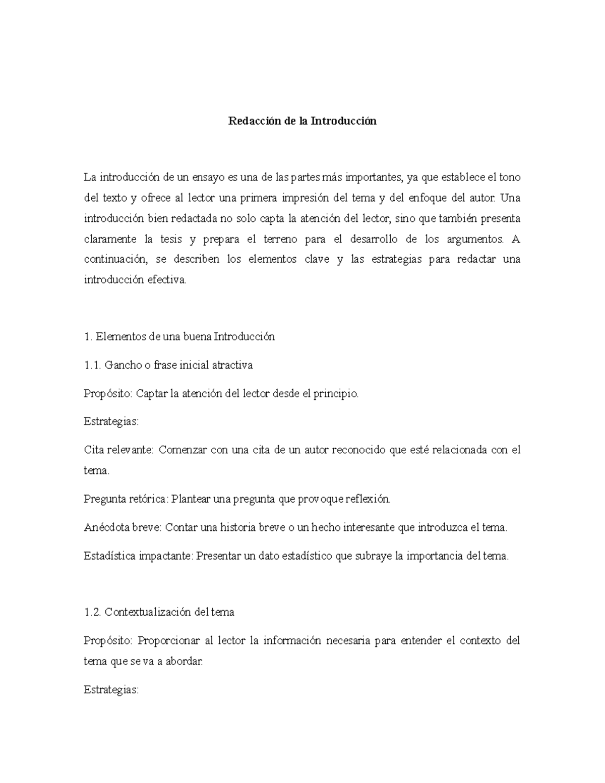 Redacción de la Introducción: Estrategias y Elementos Clave - Studocu