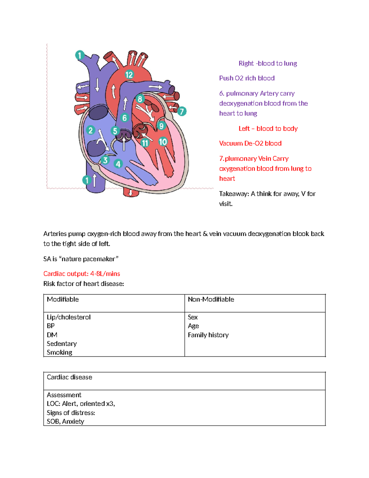 Heart Assessment - NUR 101: Key Concepts and Risk Factors - Studocu