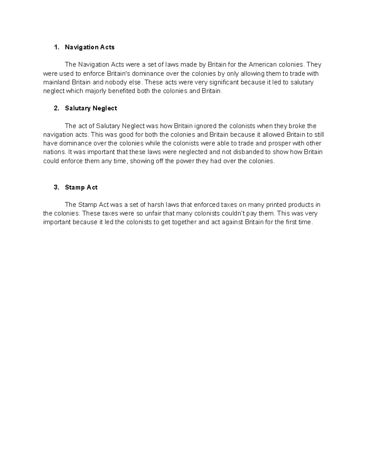 AP US History: Test Corrections & Key Acts Explained - Studocu