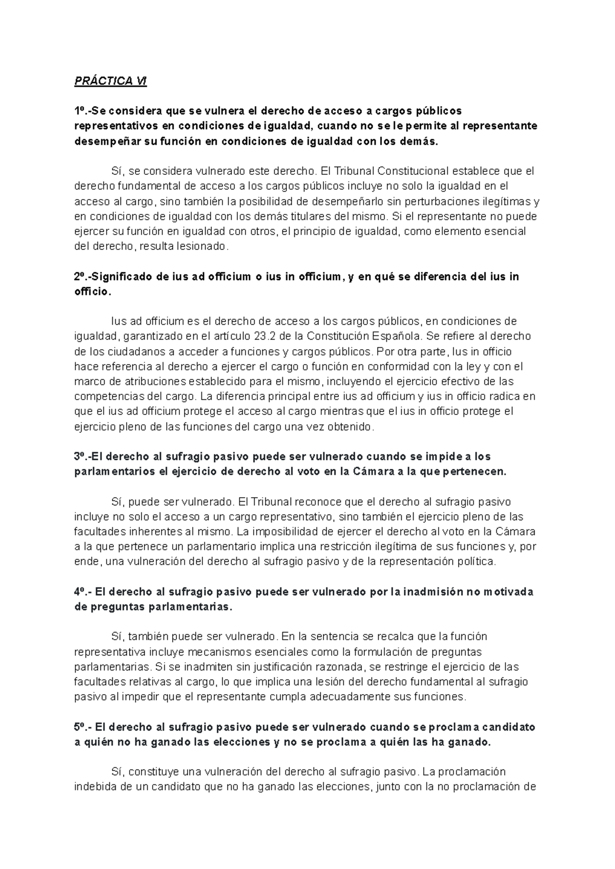 Práctica VI y VII: Derechos Fundamentales y Carga de la Prueba - Studocu
