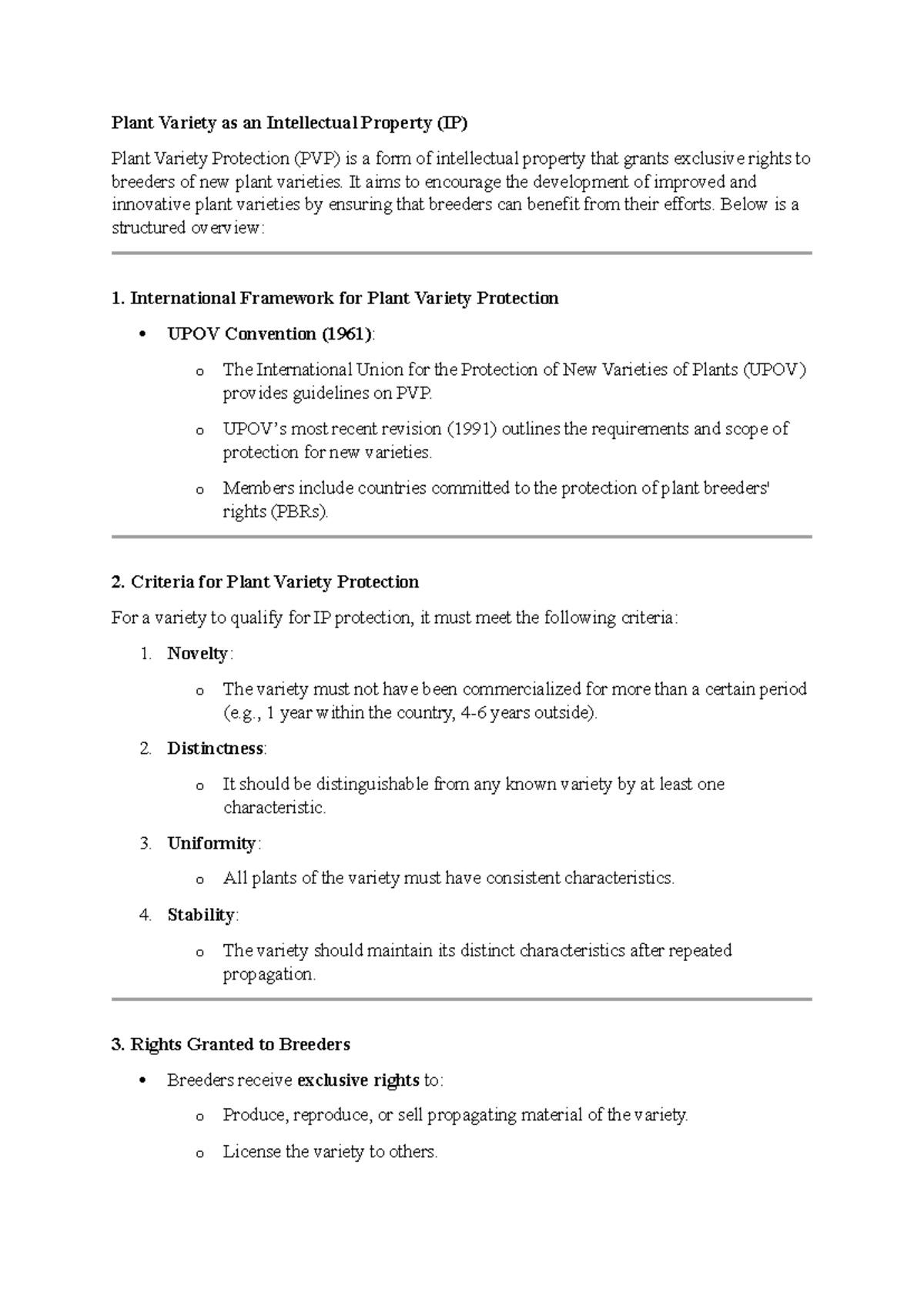 IPR Notes: Plant Variety Protection and Trademark Law Overview - Studocu