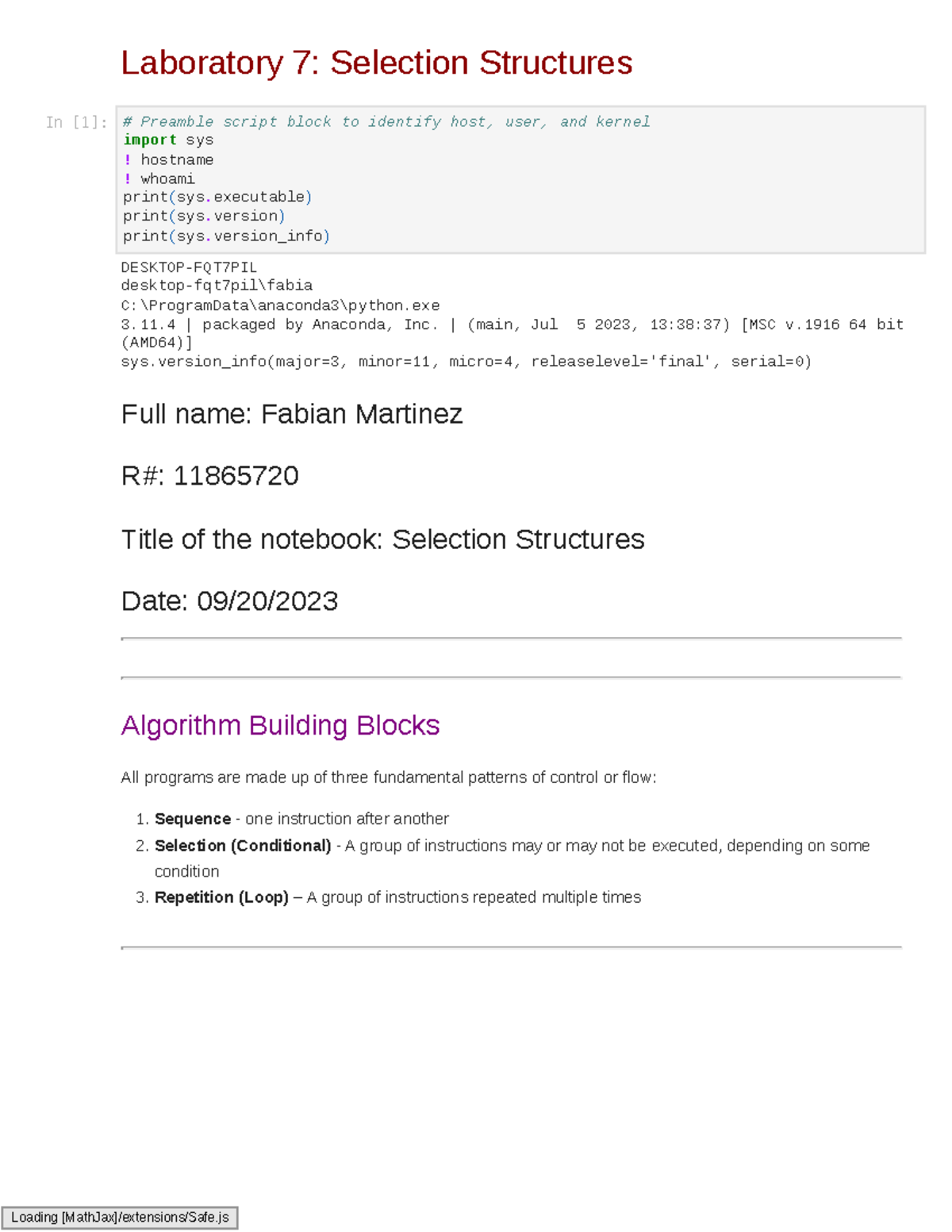 Lab7 - Python Selection Structures and Conditional Execution - Studocu