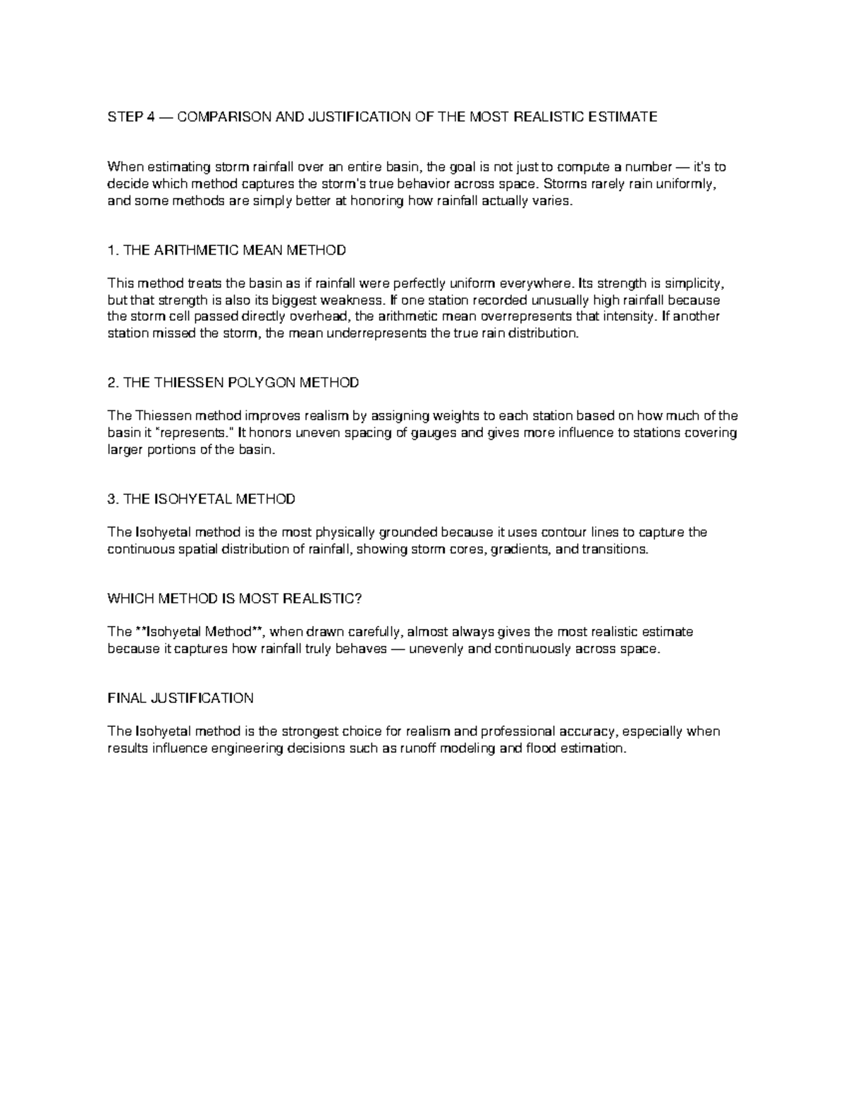 Storm Rainfall Estimation: Step 4 - Method Comparison & Justification ...