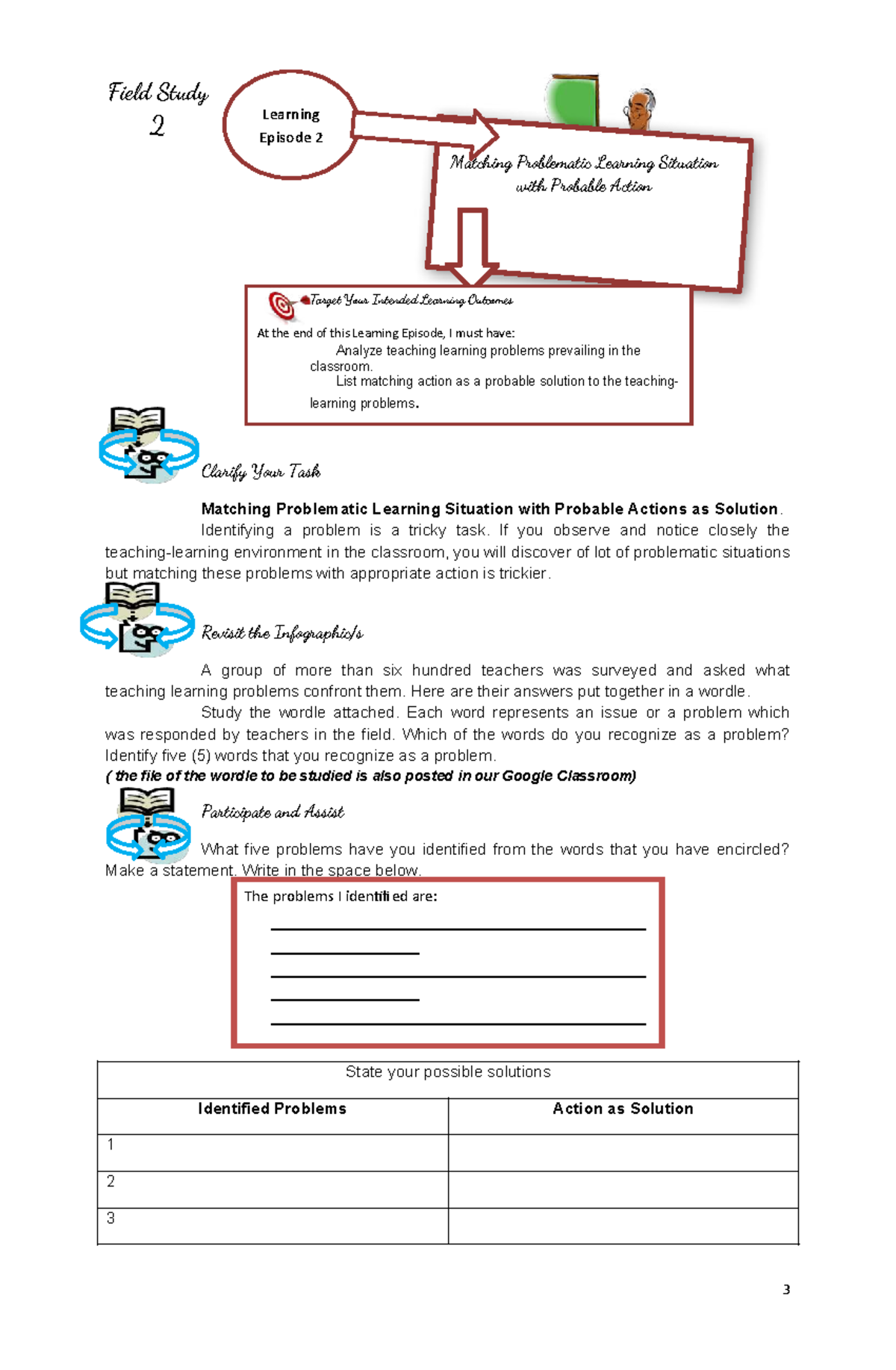 Field Study 2: Learning Episode 2 - Analyzing Classroom Problems and ...