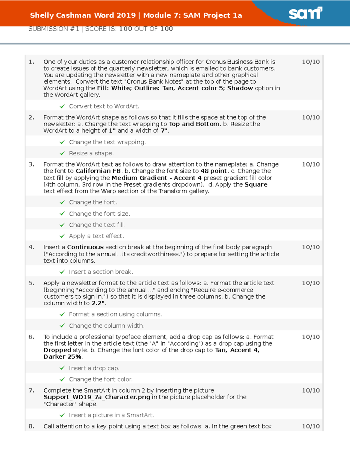 SAM Word Module 7 Project A: Newsletter Formatting Rubric - Studocu