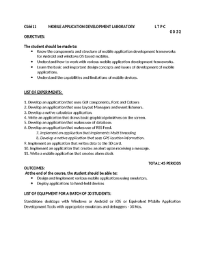 CSE-CS Mobile App Development Lab Manual - Experiments and Code Guides - Studocu