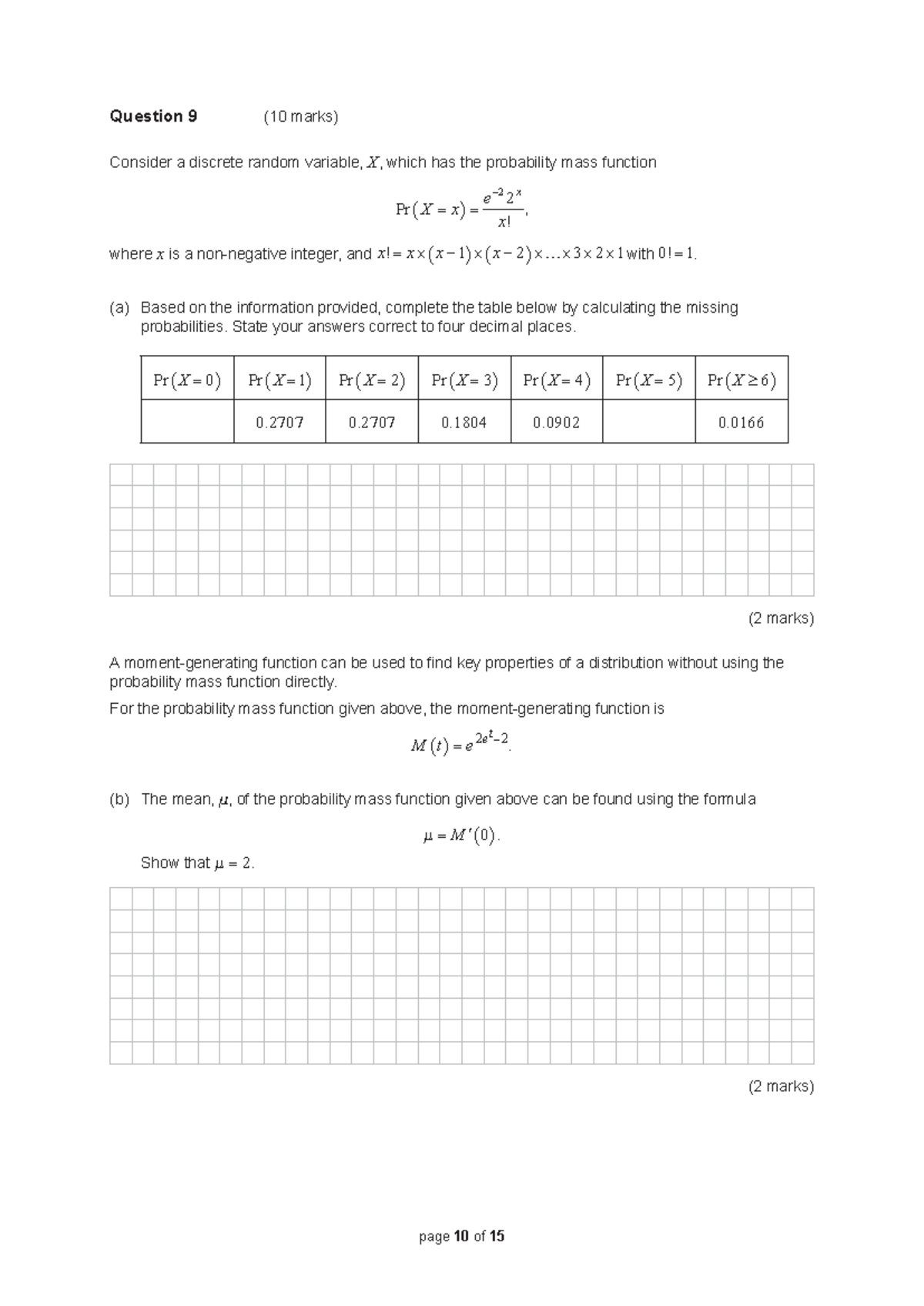 2023 Mathematical Methods Exam Paper Q9: Discrete Random Variable ...