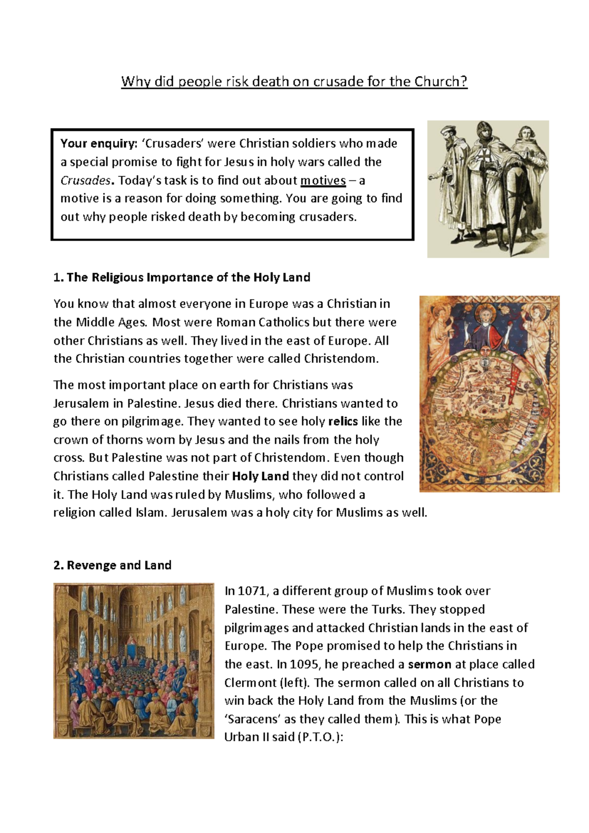 Motives Behind the Crusades: Religious, Land, and War (HIST 101) - Studocu