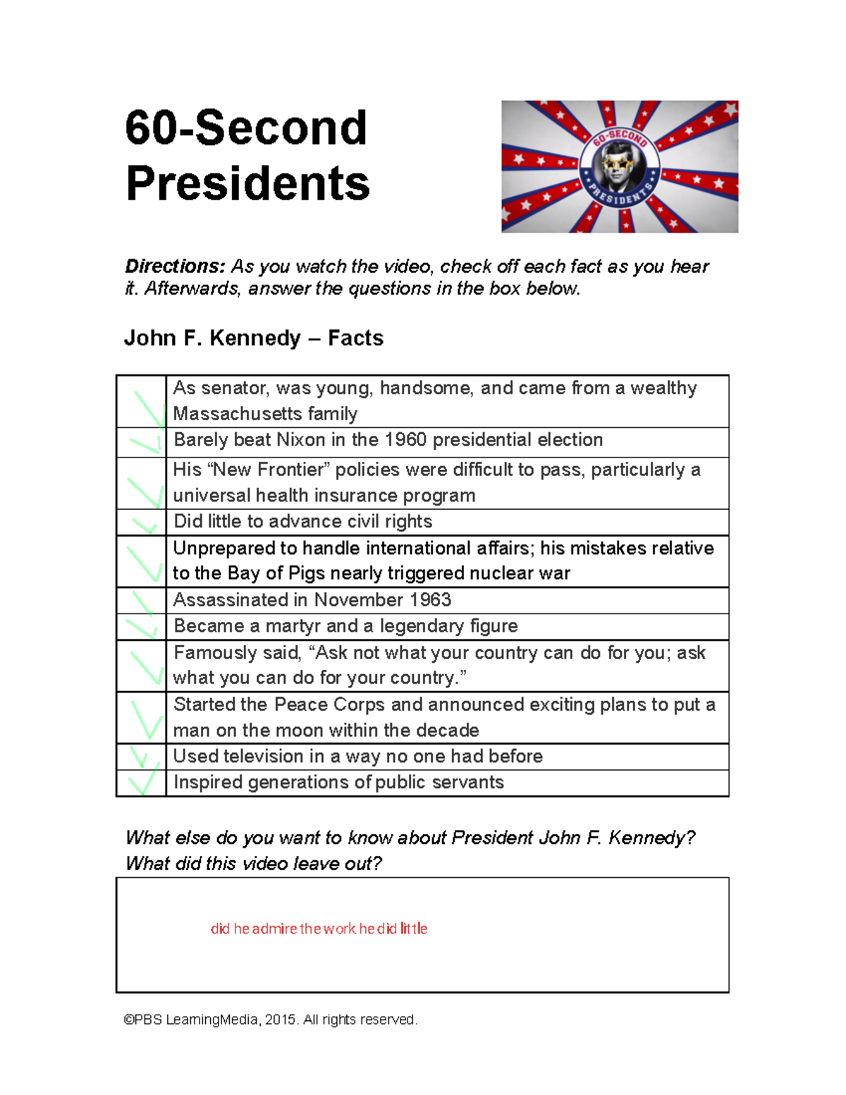 John20F - Key Facts About President John F. Kennedy - Studocu