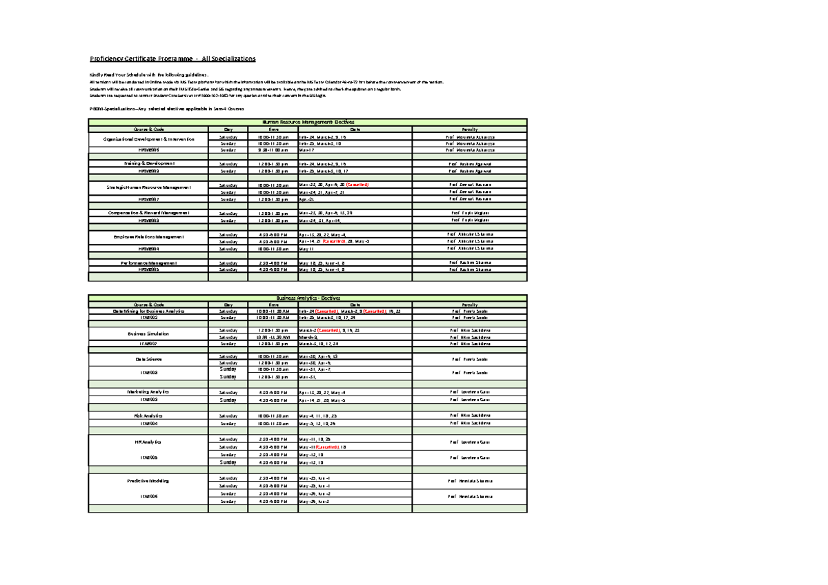 Proficiency Certificate Programme Schedule - Jan 2024 - Studocu