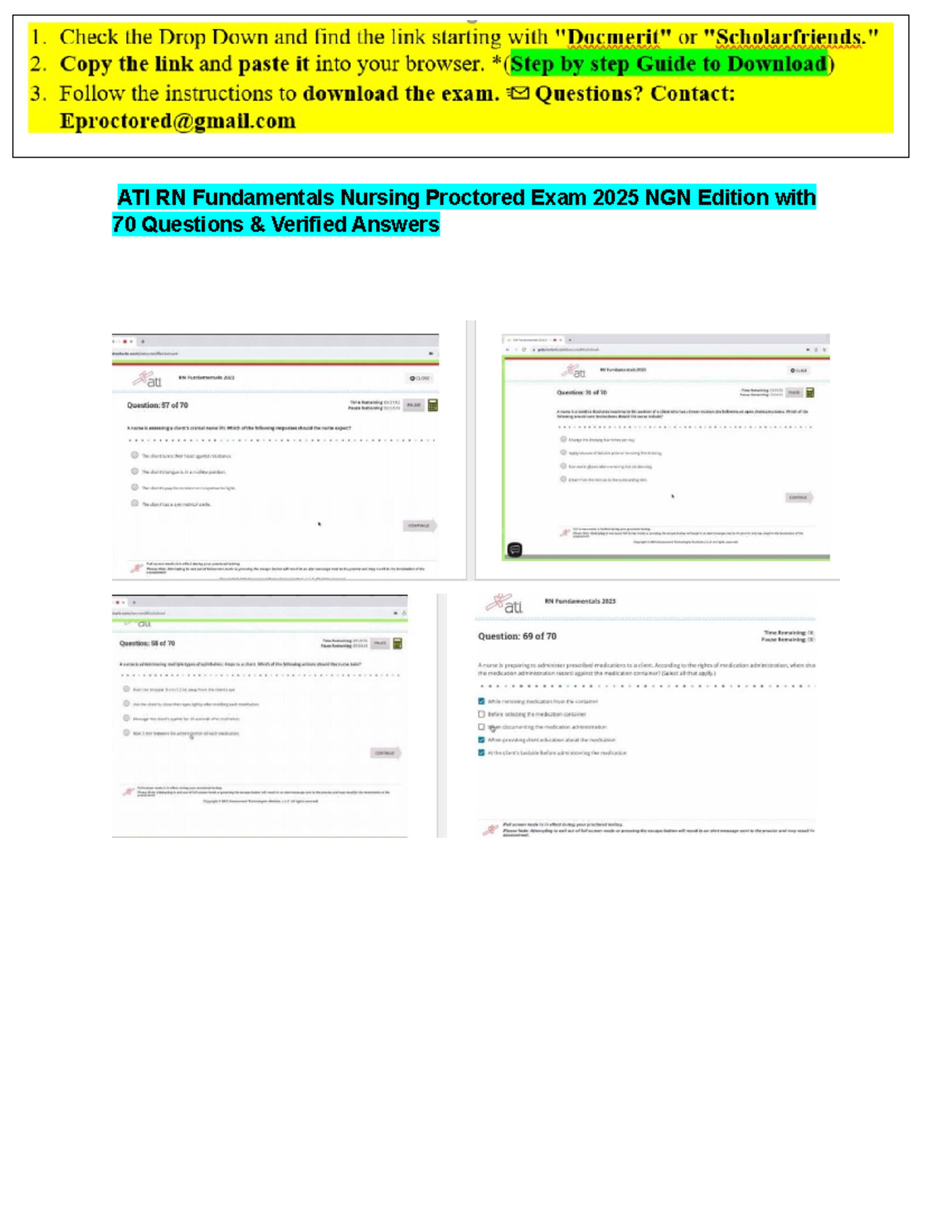 Real 2025 RN ATI Fundamentals Proctored Exam (2023-2025) with NGN – 70 ...
