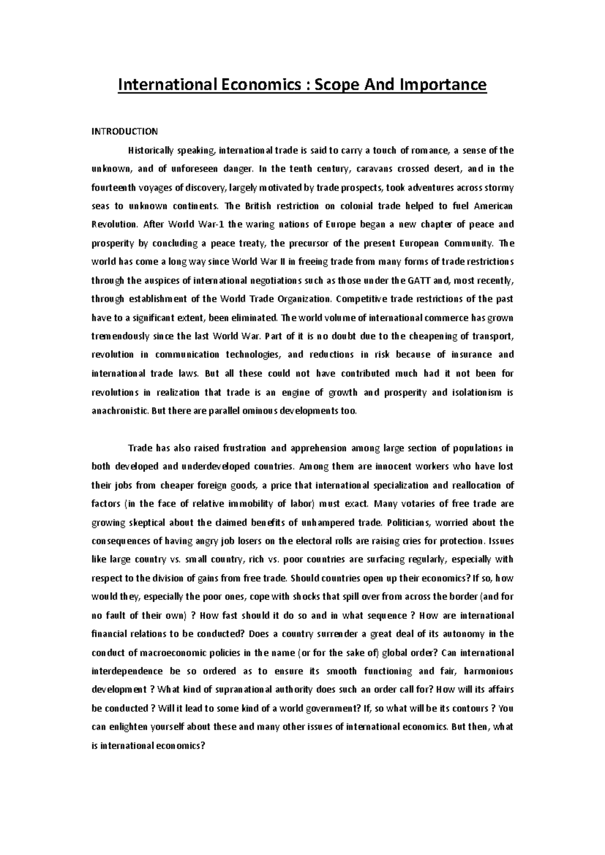 Introduction to International Economics: Scope & Importance Overview ...