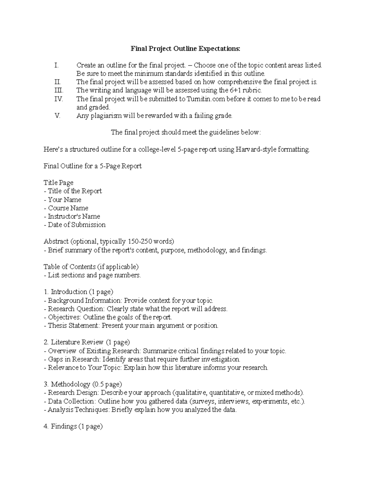 Final Project Outline Expectations for City U Students - Final Project ...