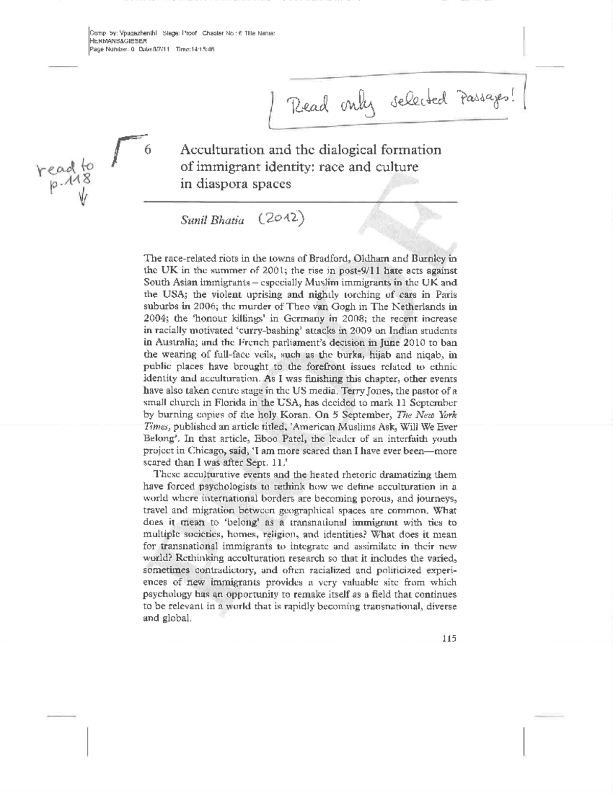 Comp. 101: Acculturation and Immigrant Identity - Chapter 6 Analysis - Studocu