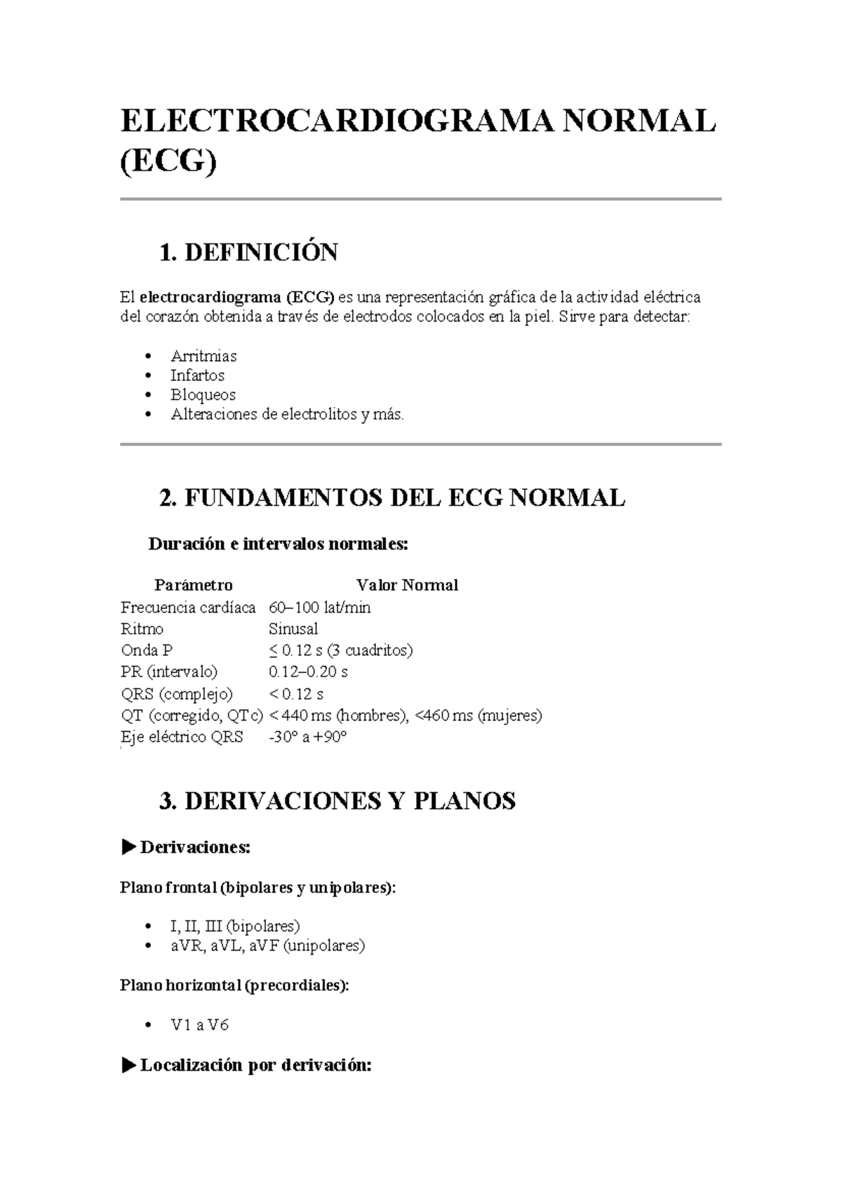 Temario de Examen: ECG Normal y Insuficiencia Cardíaca (IC) - Studocu