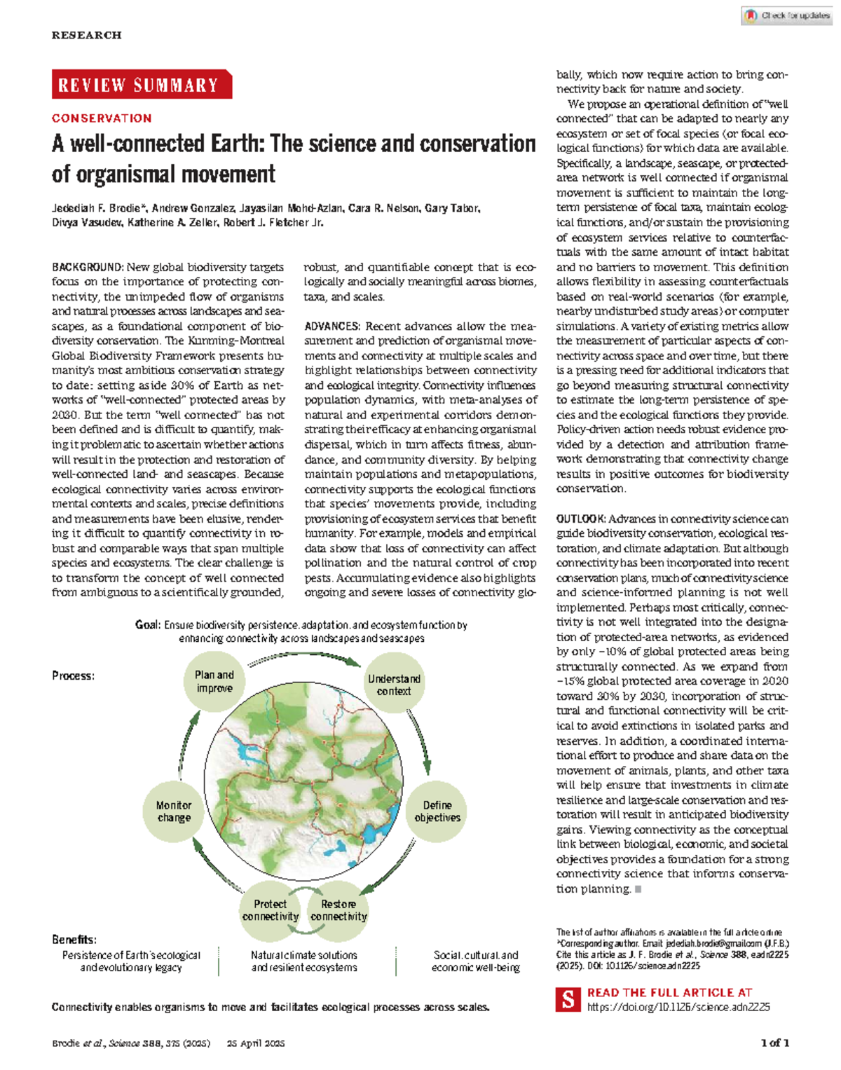 Research Review: Connectivity in Biodiversity Conservation (RES 2025 ...