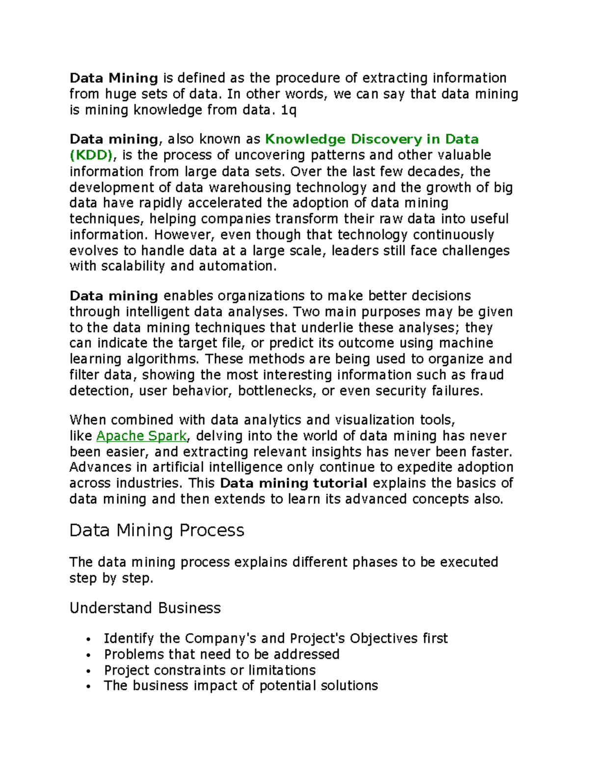 Data Mining Techniques and Applications: A Comprehensive Guide - Studocu