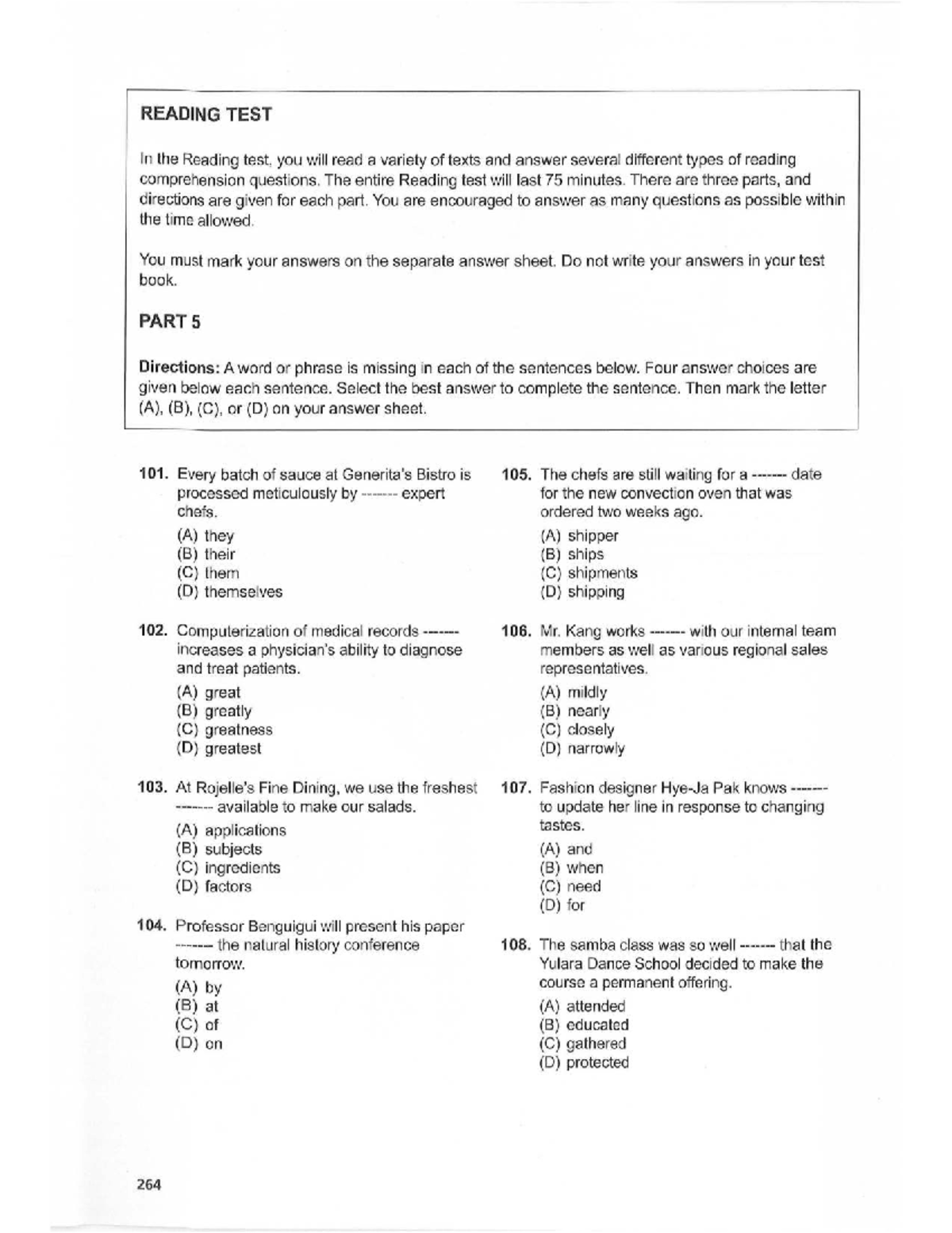 Reading test part 5-6: Comprehension questions and answers - Studocu