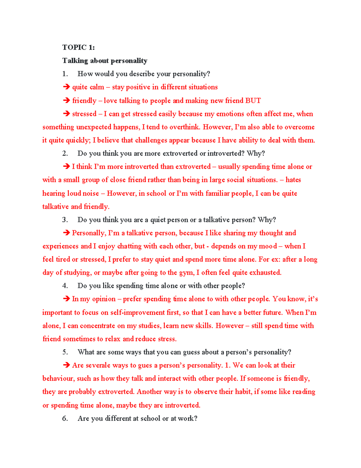 ATC 101: Personality Insights and Daily Reflections - Studocu