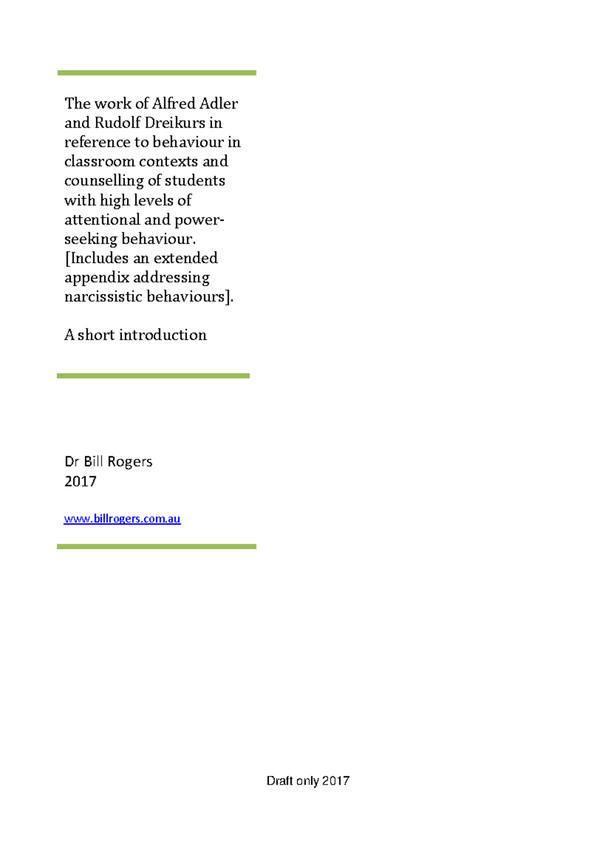 Adler & Dreikurs (2017): Understanding Classroom Behavior & Counselling ...