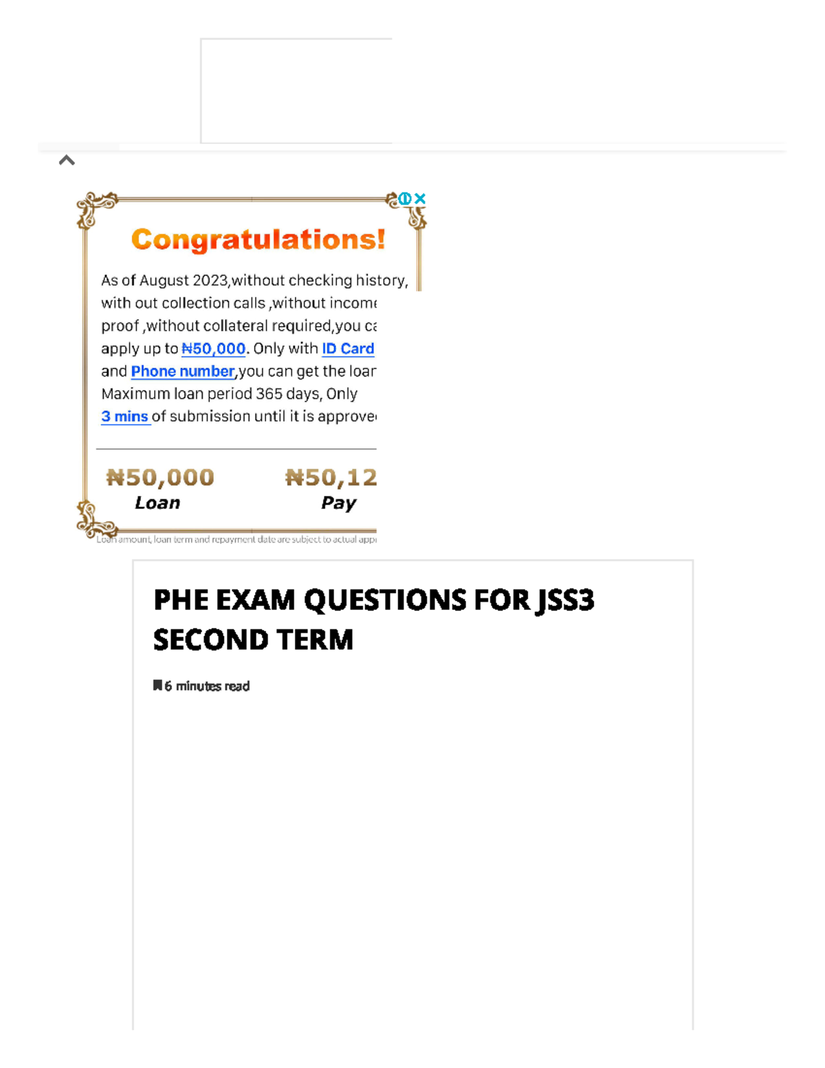 PHE JSS3 Second Term Exam Questions and Answers Guide - Studocu