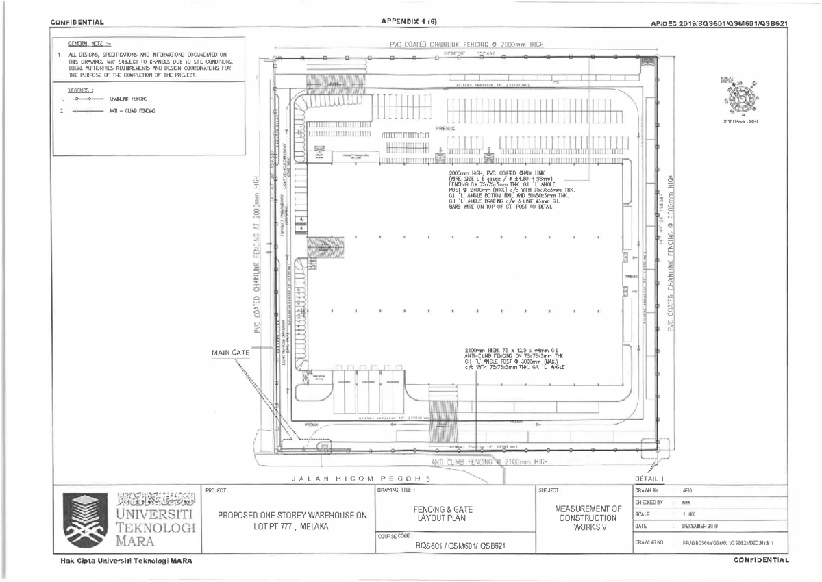 Fencing AND GATE drawings - ####### CONFIDENTIAL GENERAi NOTE ...