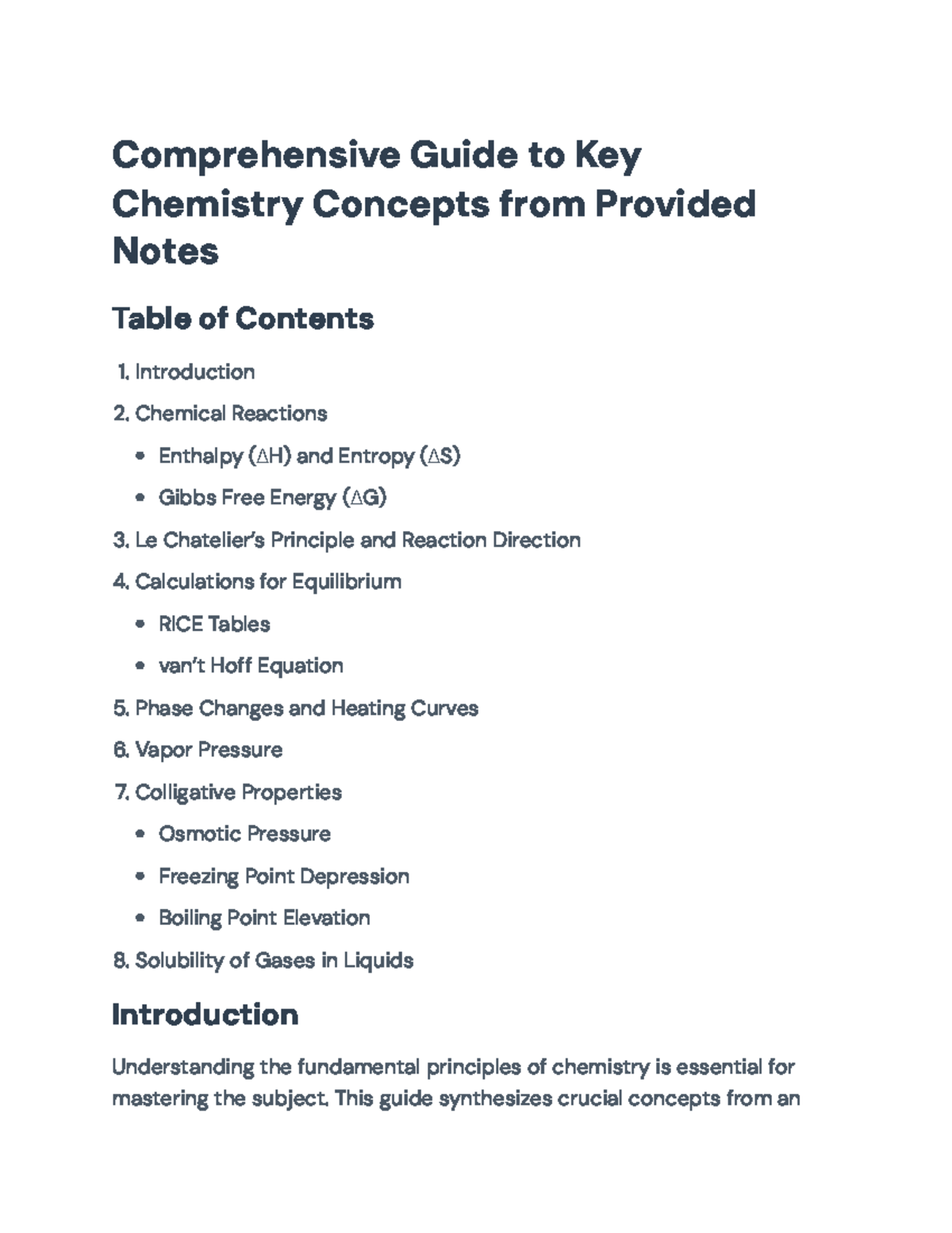 Chemistry Mastery: Comprehensive Review Guide for Concepts and ...