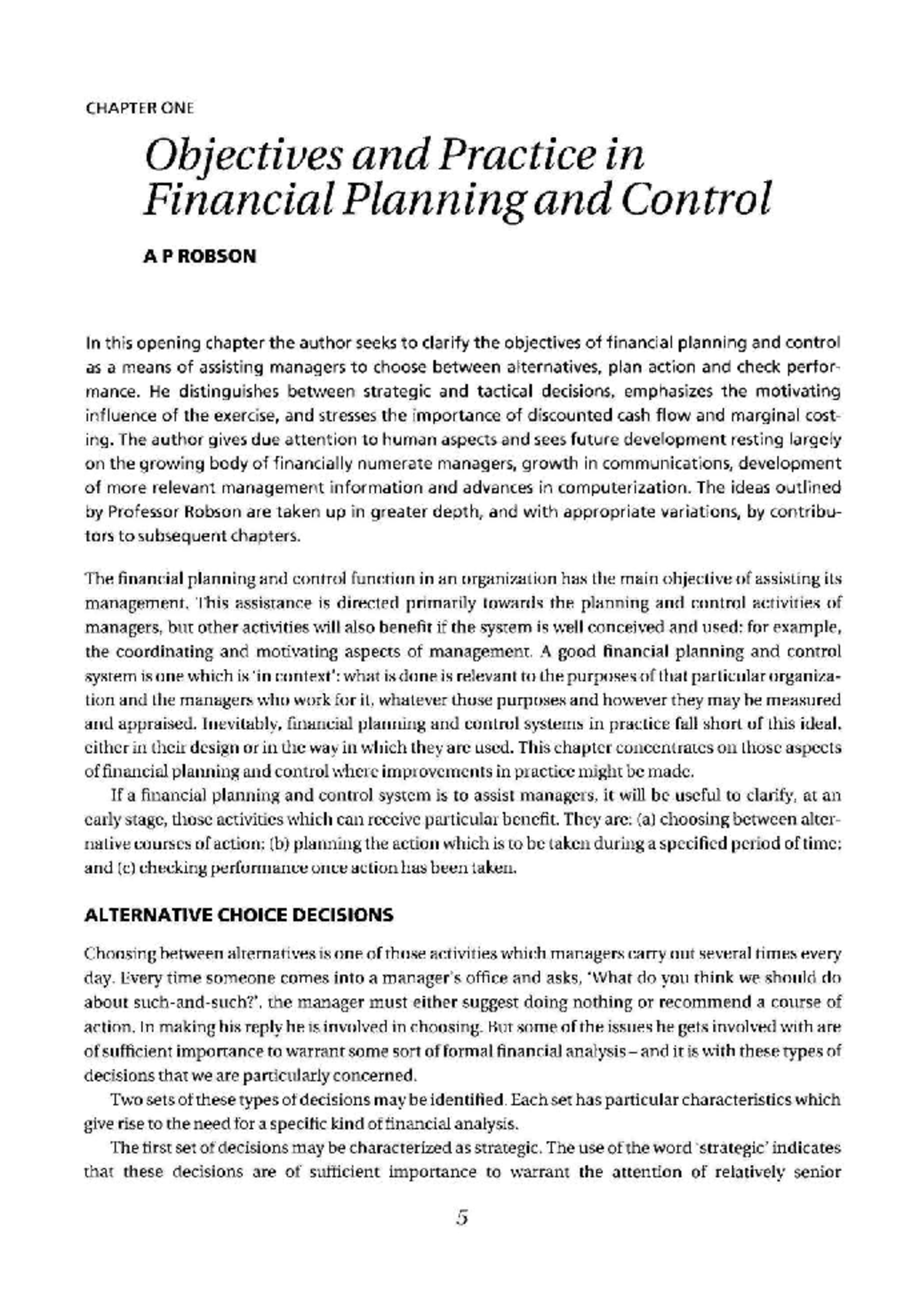 CHAPTER 1: Objectives & Practice in Financial Planning & Control (A P ...