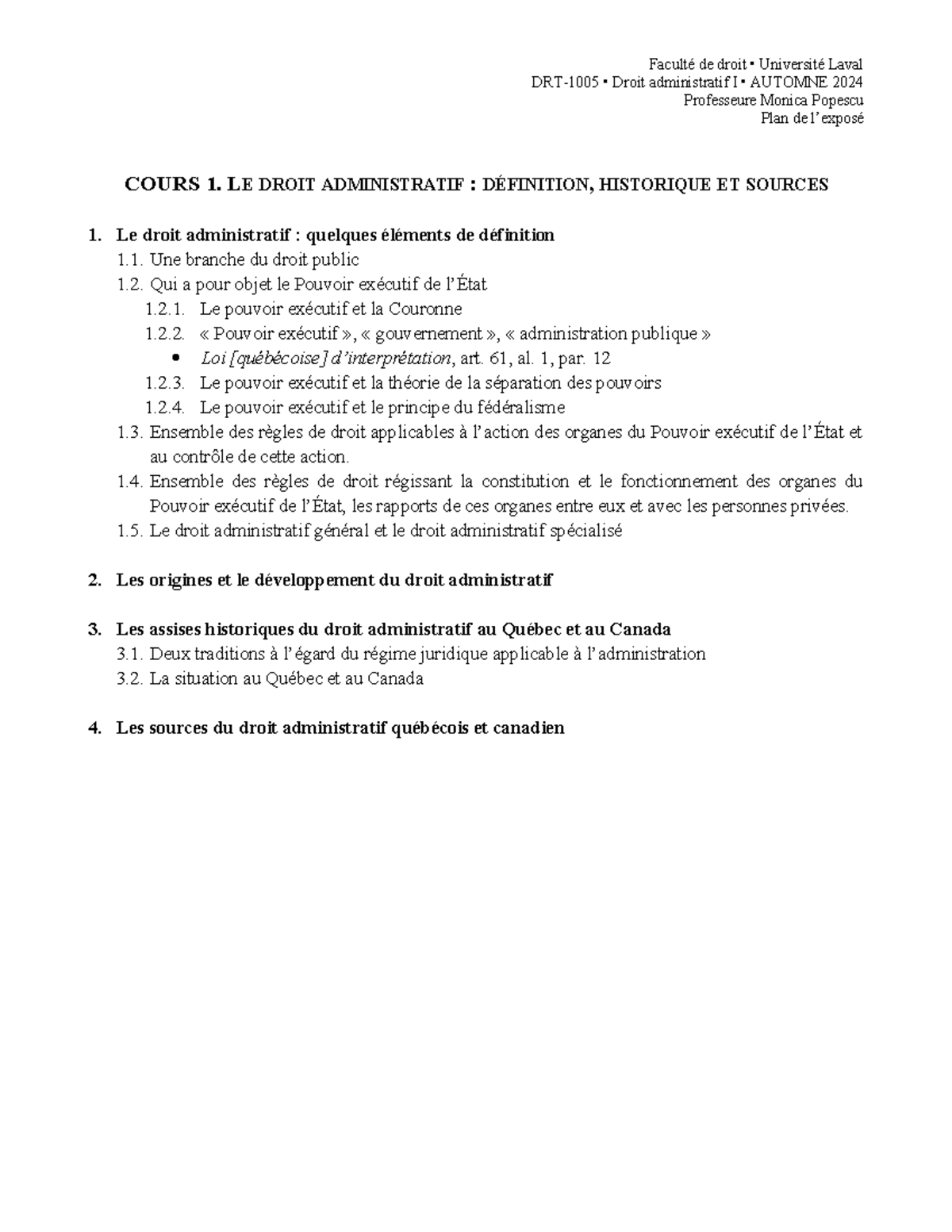 001 Plan de l'exposé (Cours 1) - Faculté de droit • Université Laval ...