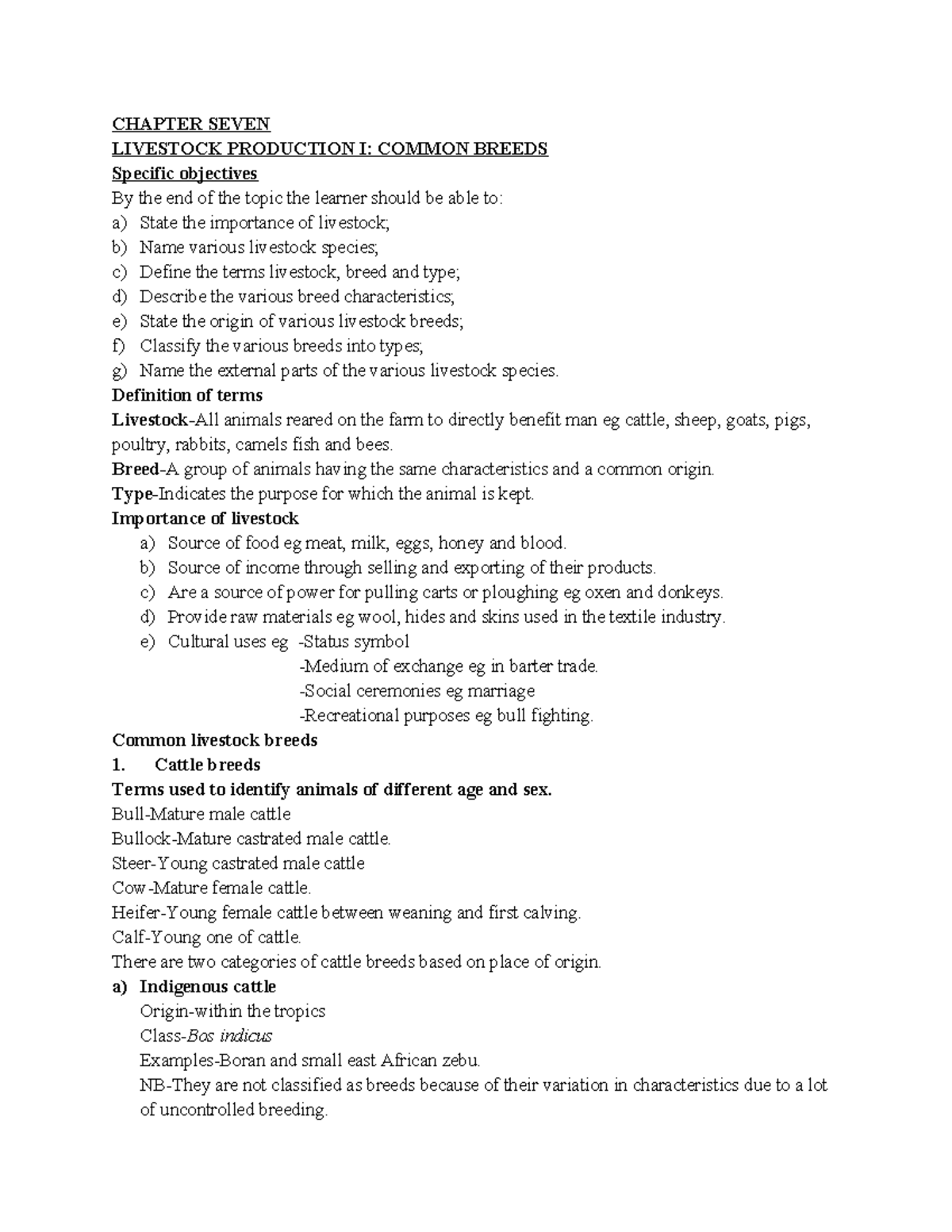 Livestock Production I: Common Breeds Overview 2024 - Agri - Studocu