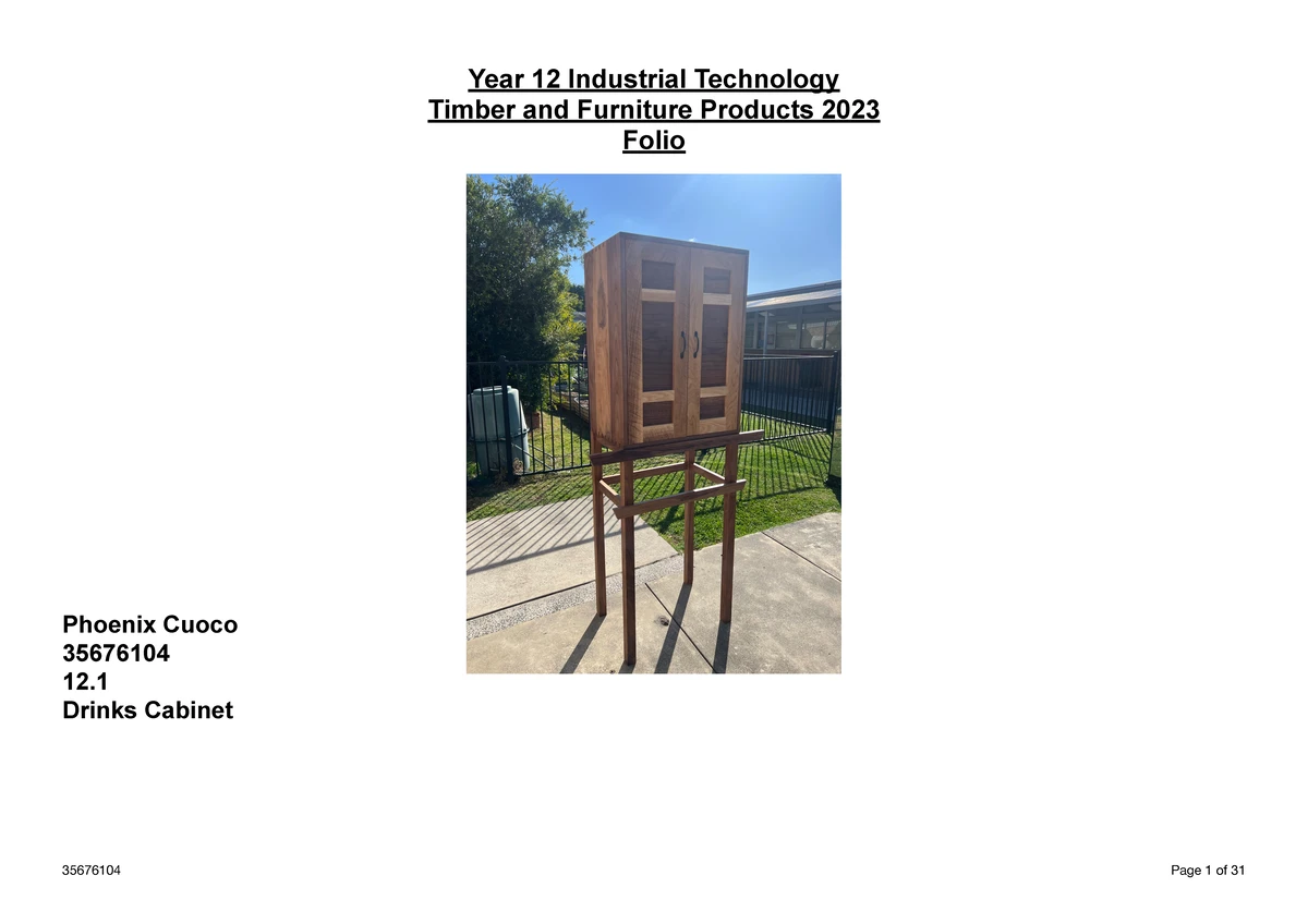 Year 12 Industrial Technology Timber Final HSC Folio - Studocu