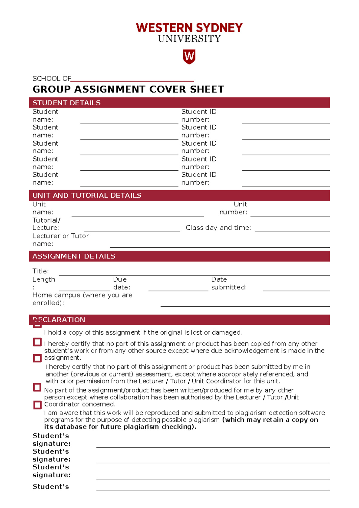 Group Assignment cover sheet - SCHOOL OF GROUP ASSIGNMENT COVER SHEET ...