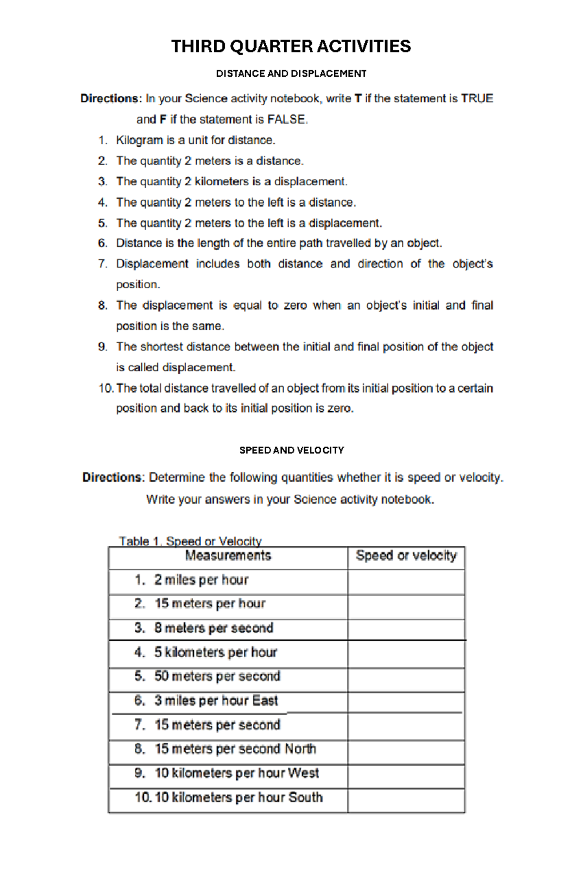 Science 3RD Quarter Activities - BSE Science - THIRD QUARTER ACTIVITIES ...